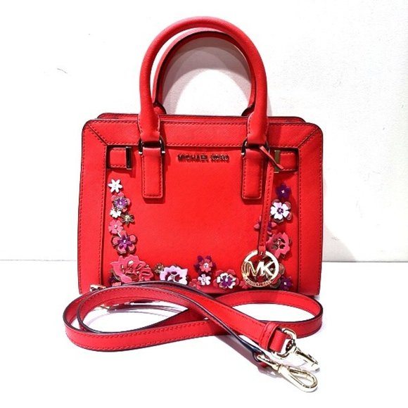 Michael Kors | Bags | Michael Kors Red Floral Pattern 2way Bag Handbag ...